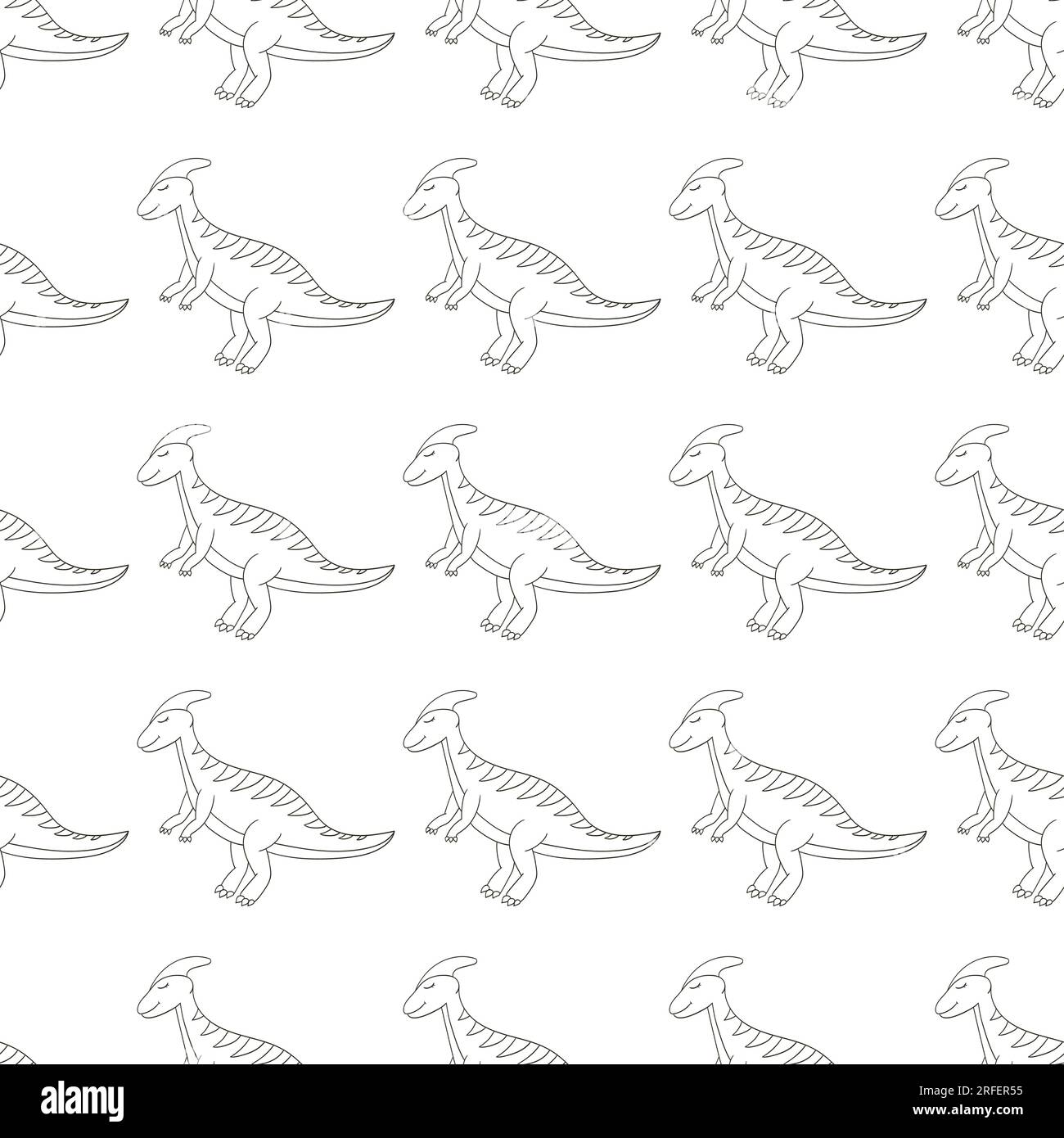 Hand drawn cute dinosaurs seamless pattern. Dinosaurs background ...