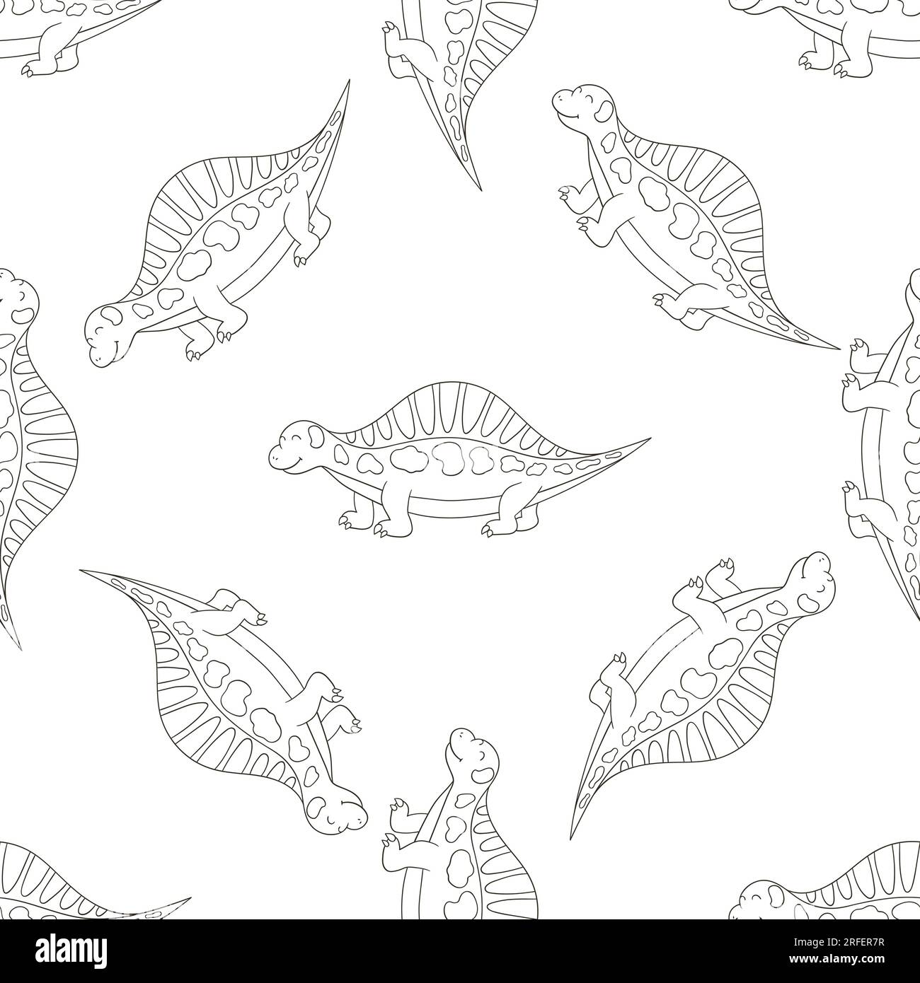 Coloring kids dinosaurs seamless pattern. Dinosaurs of the Jurassic ...