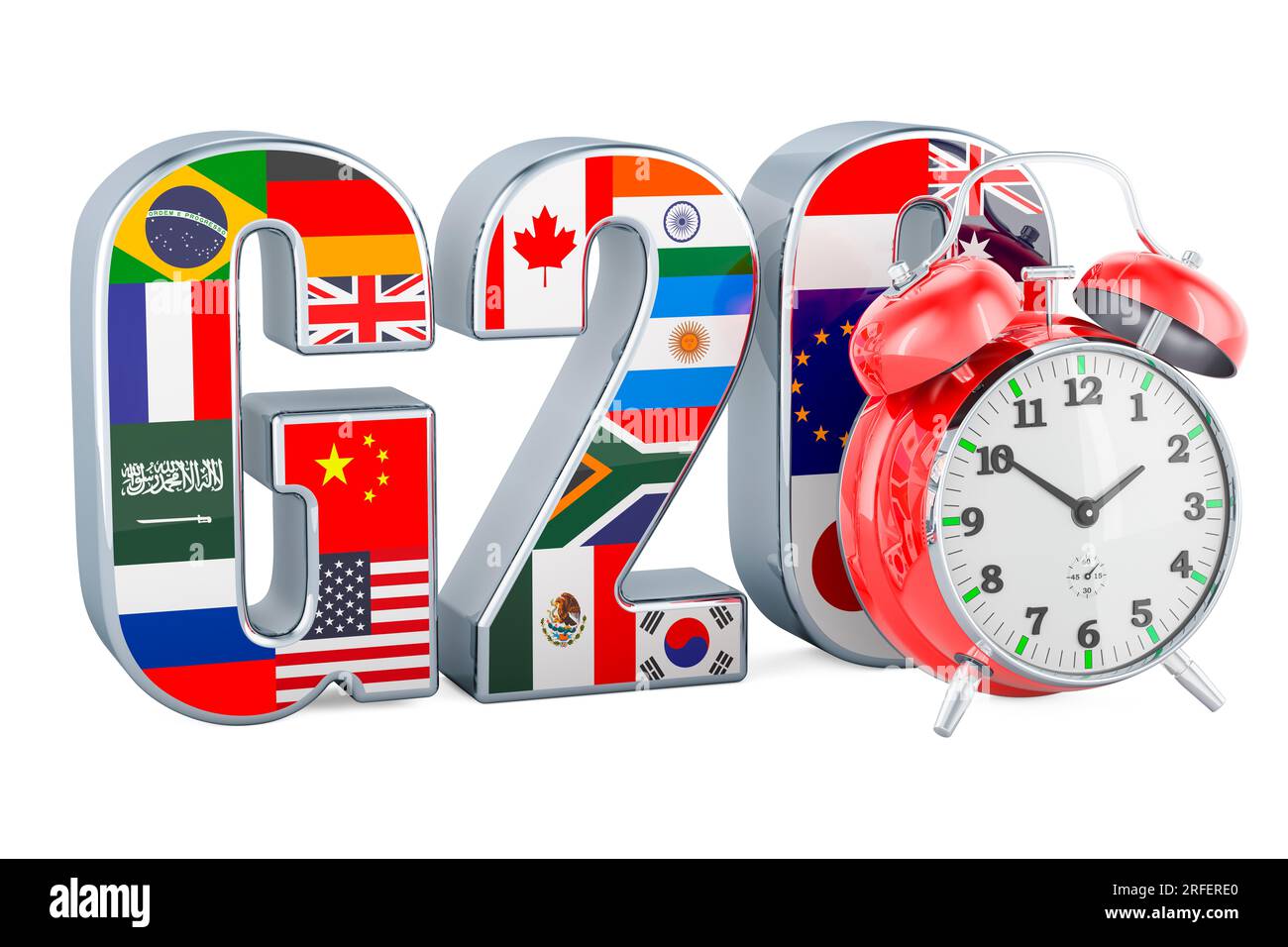 Summit G20 with alarm clock, 3D rendering isolated on white background ...
