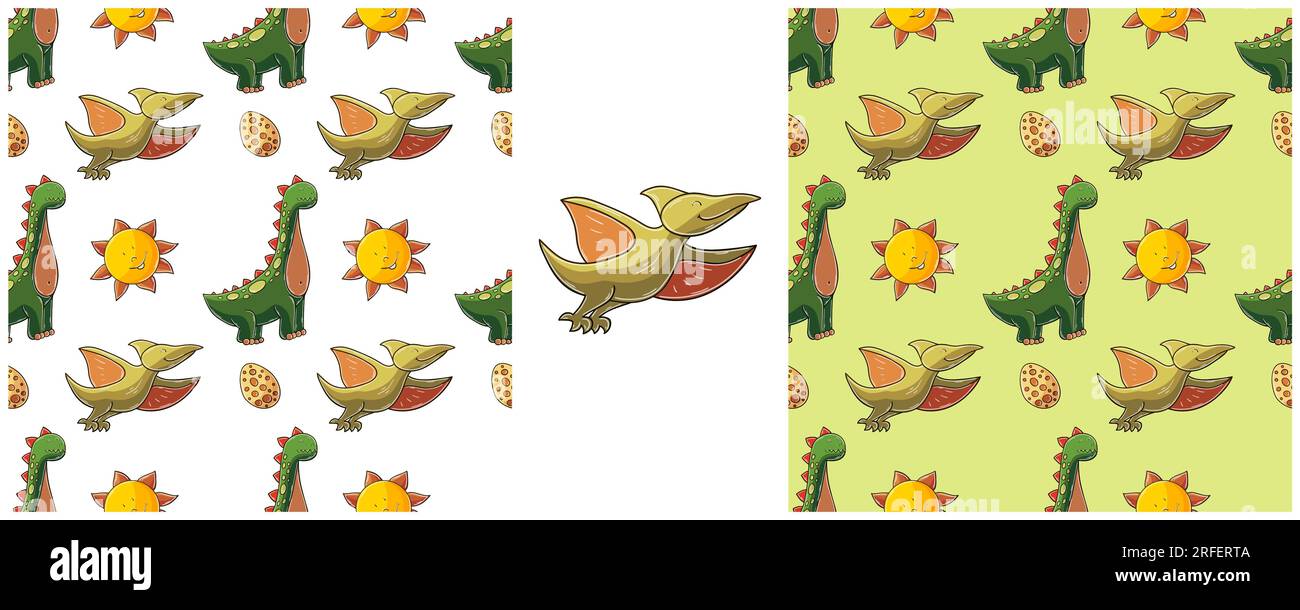 Dinosaurs of the Jurassic period. Hand drawn Set dinosaurs seamless ...