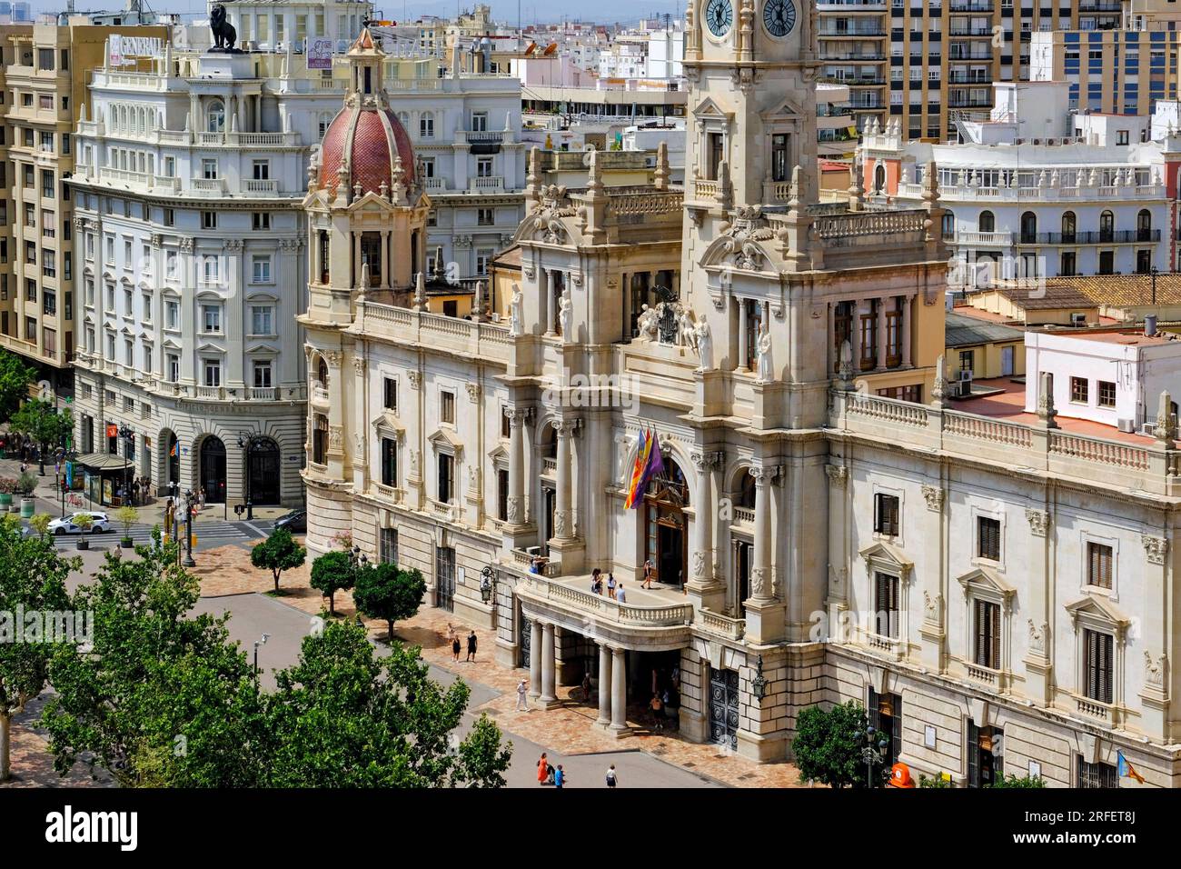 Spain, Valencia, Town Hall Square (Plaza del Ayuntamiento), town hall ...