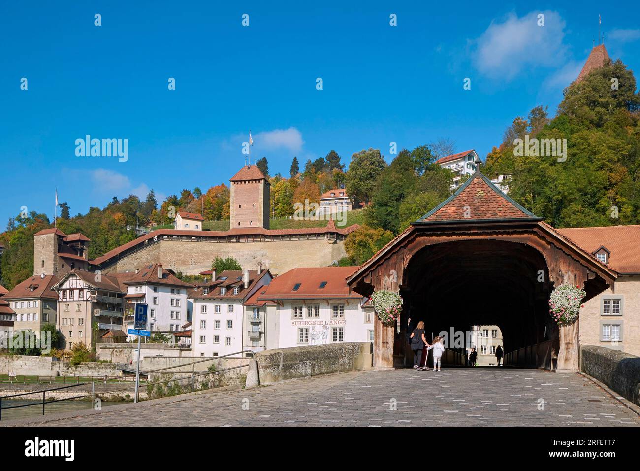 Switzerland, canton of Fribourg, Fribourg, the banks of the Sarine ...