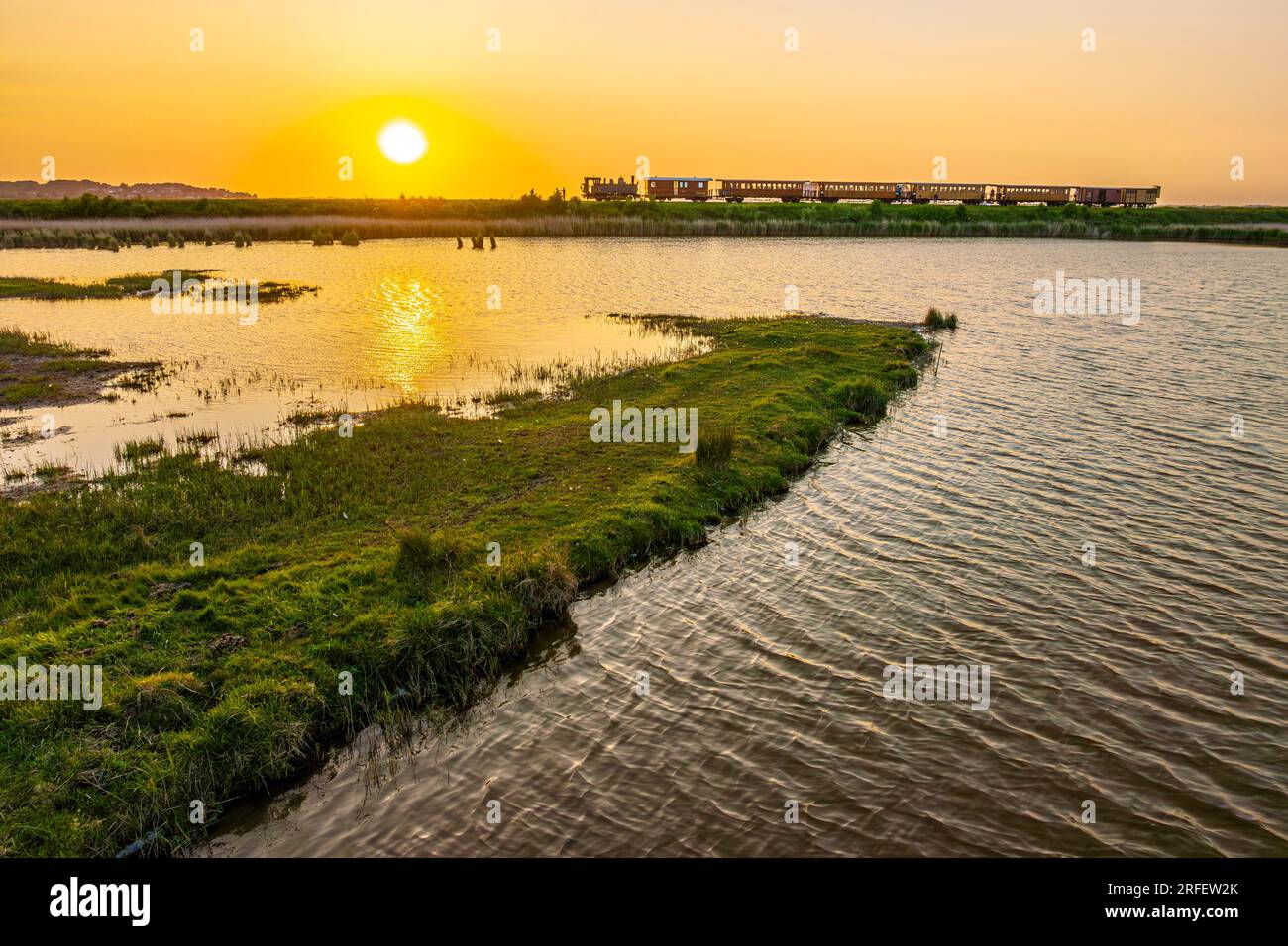 France, Somme, Baie de Somme, Noyelles-sur-mer, The little train of the ...