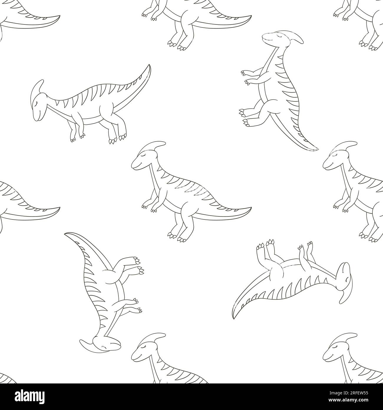 Dinosaurs Coloring background. Hand drawn cute dinosaurs seamless ...