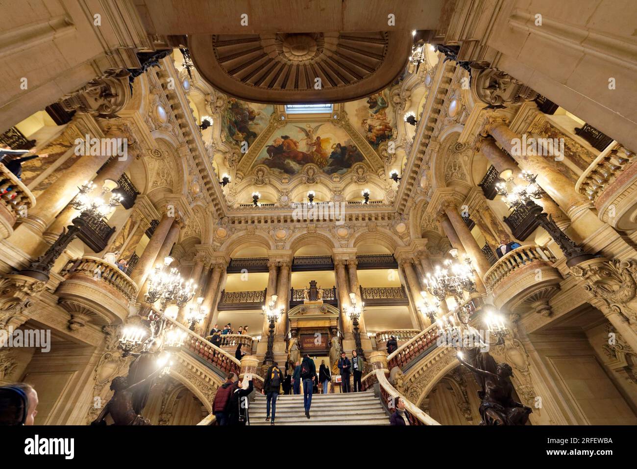France, Paris, the Garnier Opera house, the Grand Staircase Stock Photo ...