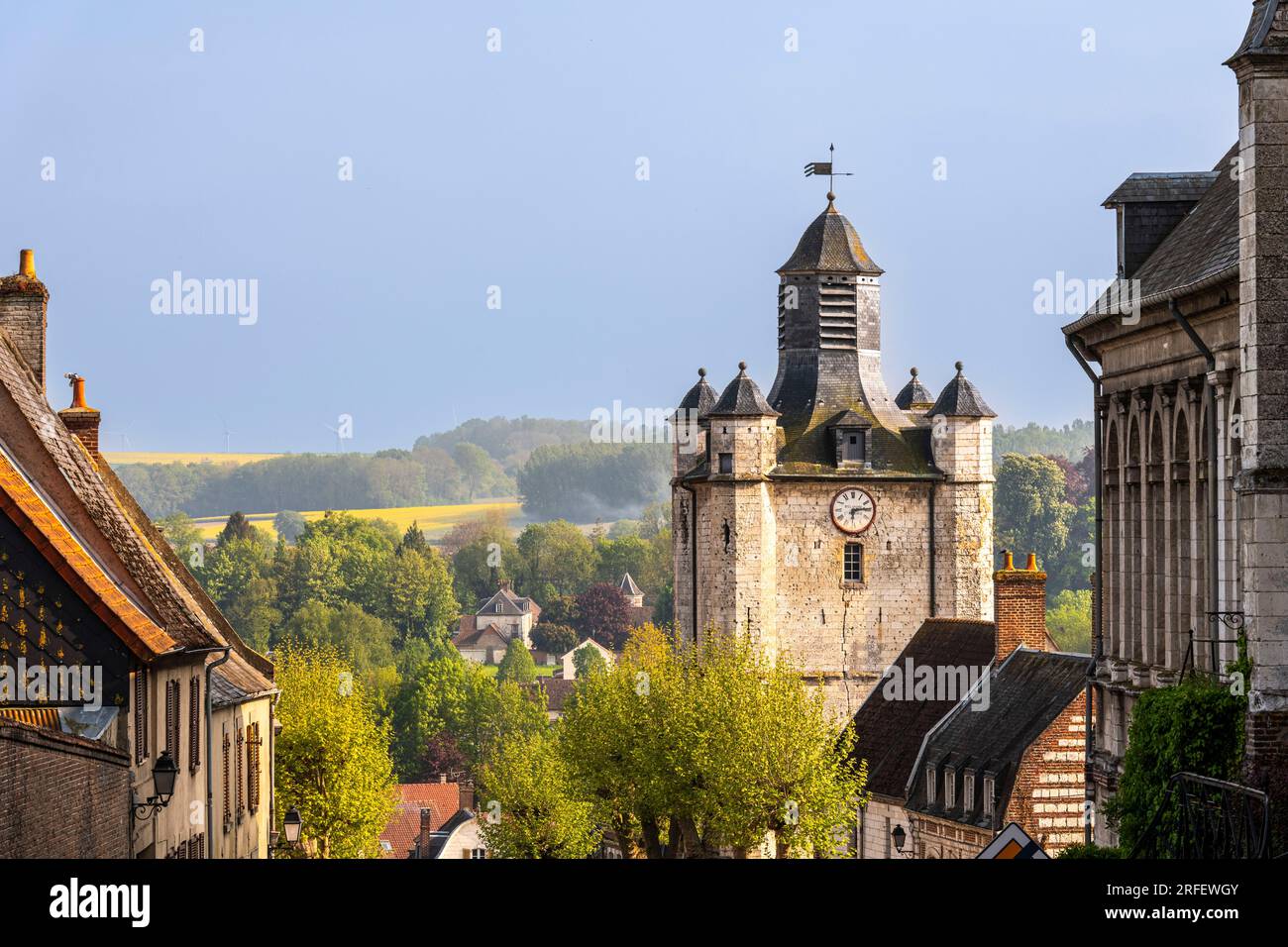 France, Somme, Saint-Riquier, the Belfry of Saint-Riquier is a UNESCO ...