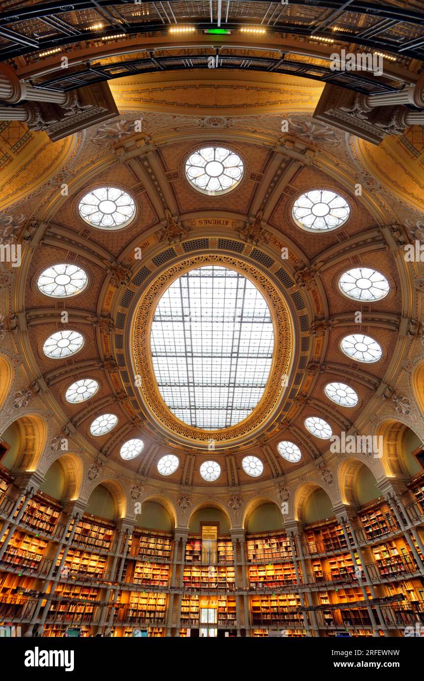 France, Paris, National Library of France, Richelieu site, la salle Ovale (the Oval Hall Stock ...