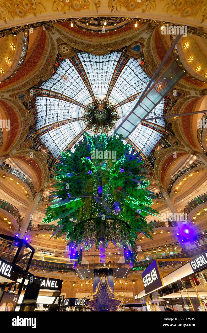 France, Paris, the Department Store of Galeries Lafayette at Christmas ...