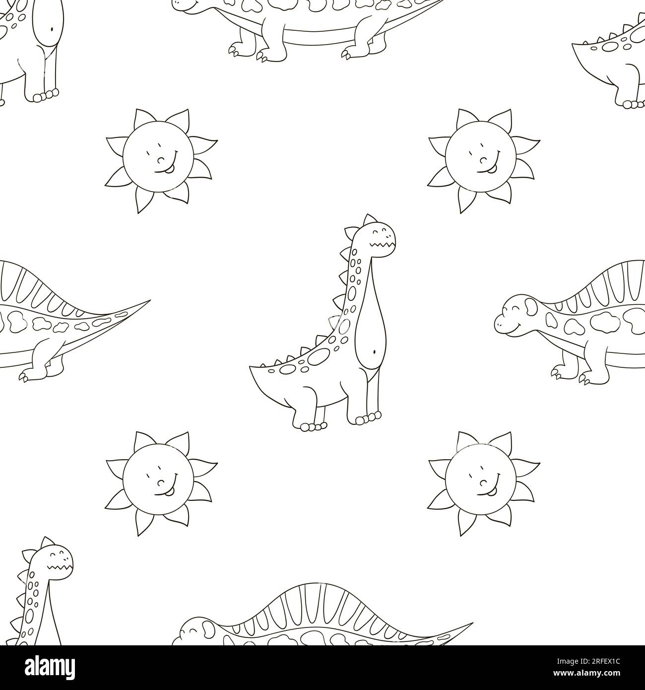 Dinosaurs of the Jurassic period. Coloring cute dinosaurs seamless ...