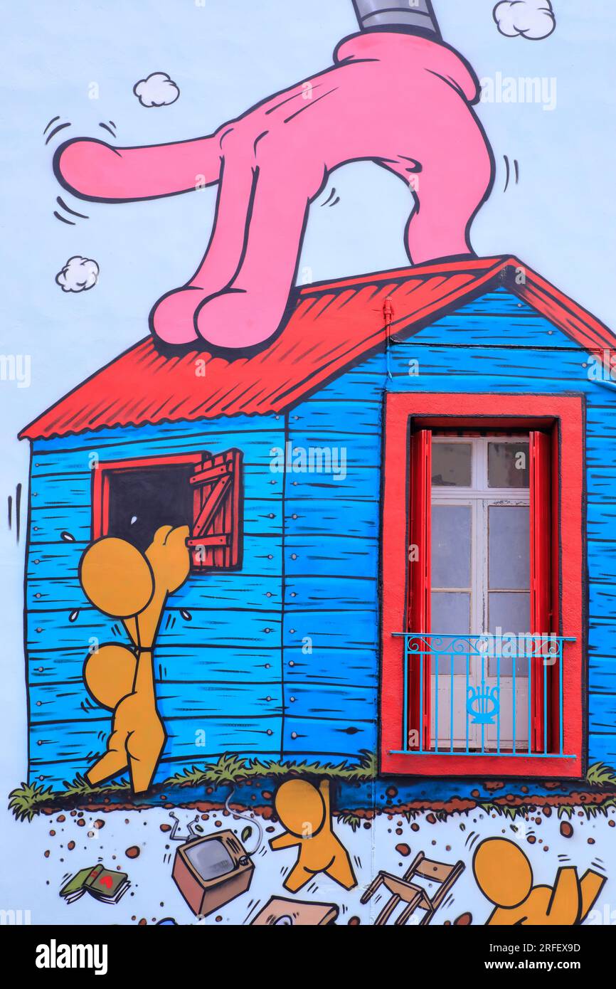 France, Herault, Sete, street art by the artist Jace with his famous ...
