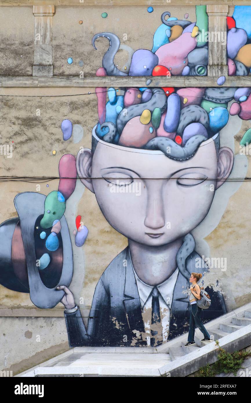 France, Herault, Sete, street art by the artist Seth Stock Photo - Alamy