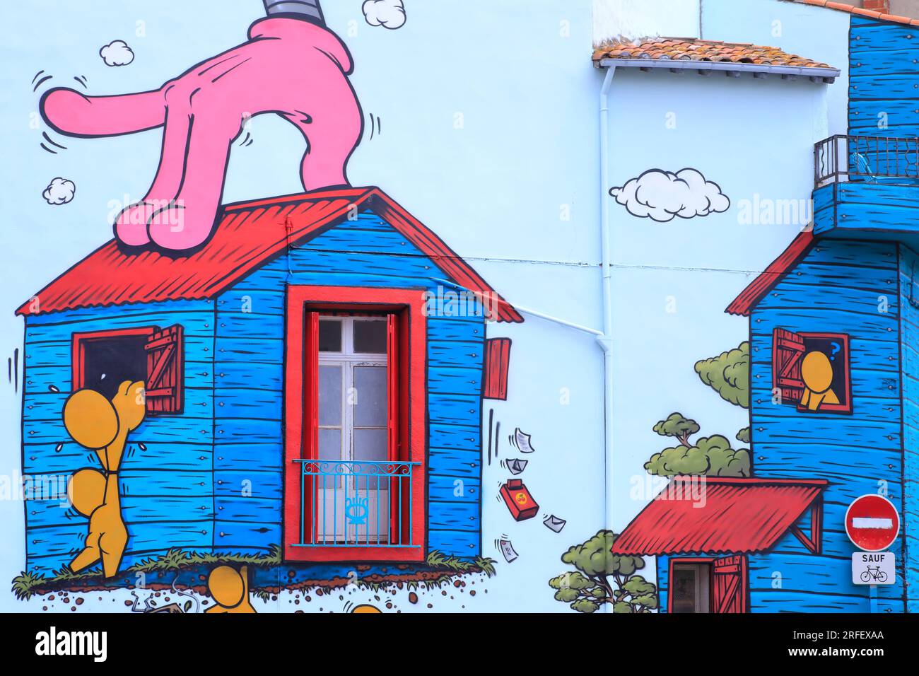 France, Herault, Sete, street art by the artist Jace with his famous ...