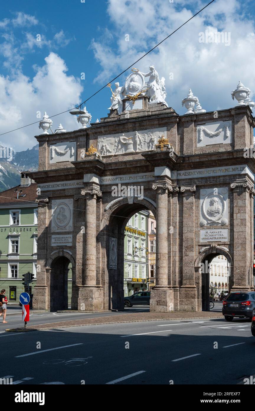 Austria, Tirol, Innsbrück, the triumphal arch built by Empress Maria ...