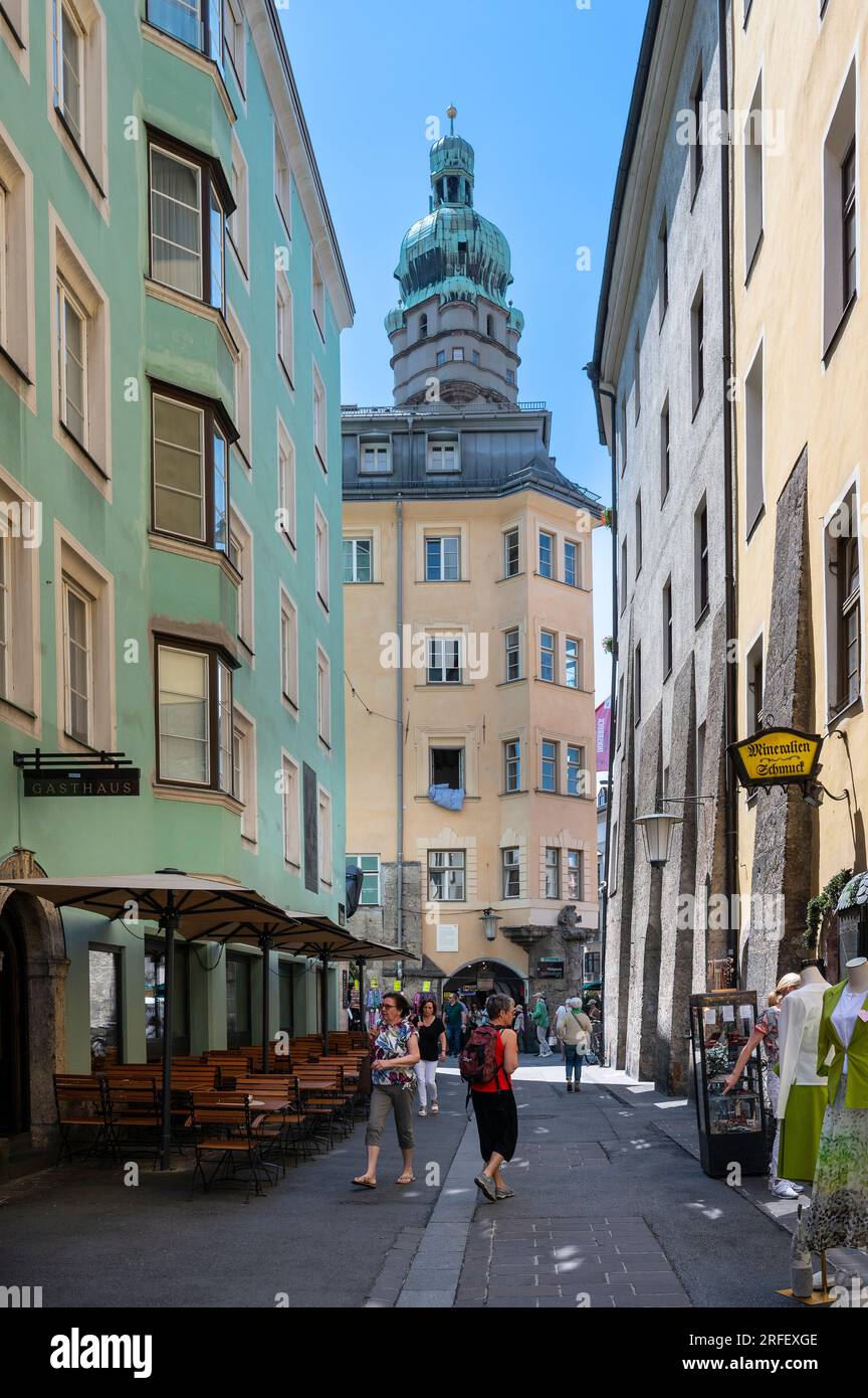 Austria, Tyrol, Innsbrück, the Pfarr pedestrian street and the 15th ...