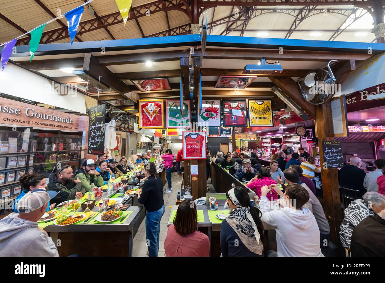 France, Aude, Narbonne, the covered halls, the most beautiful market in ...