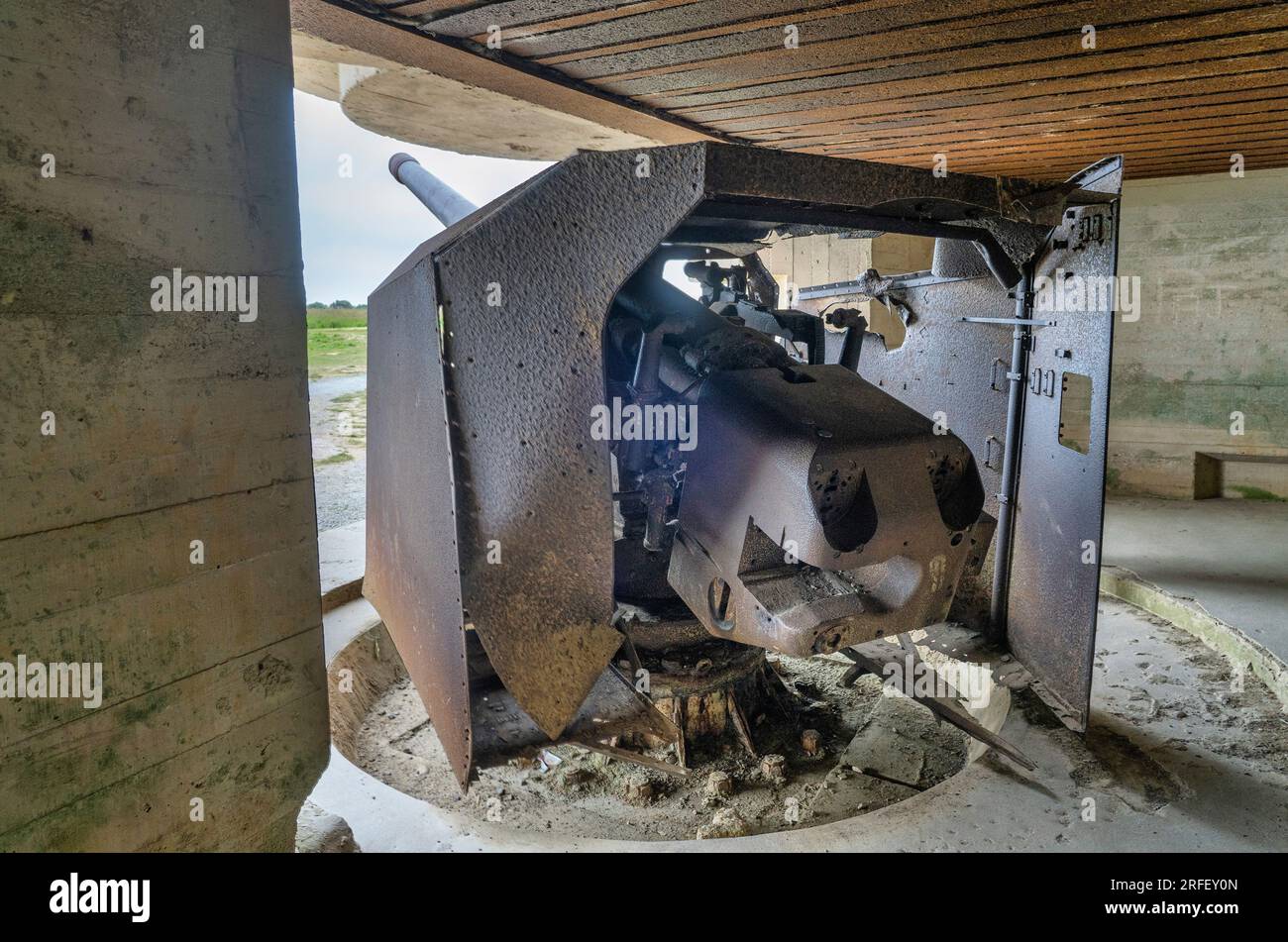 France, Calvados, Longues sur Mer, the gun batterie of the Atlantic ...