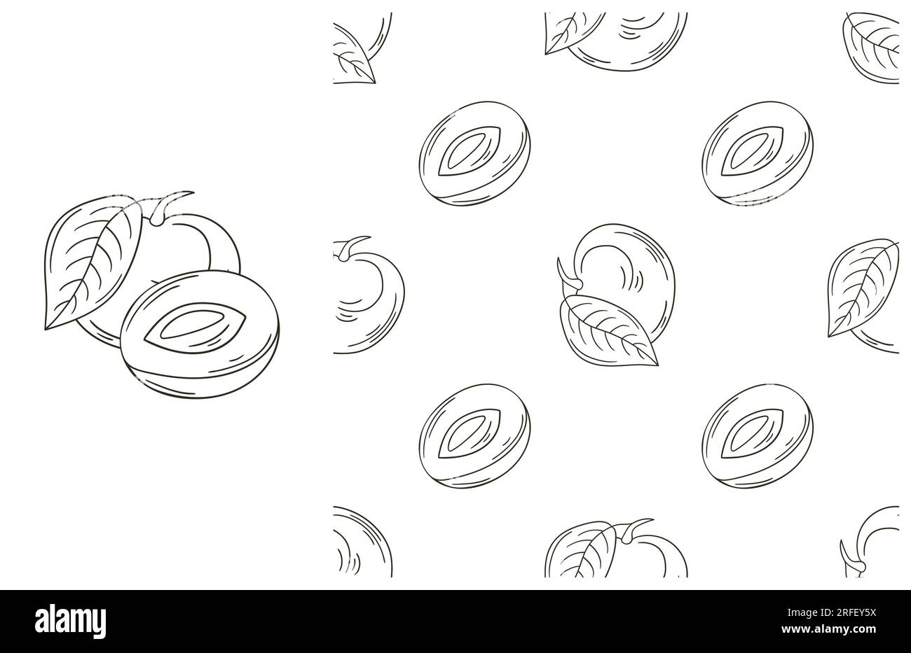 Coloring pattern with tropical fruits. Set in hand draw style. Longan ...