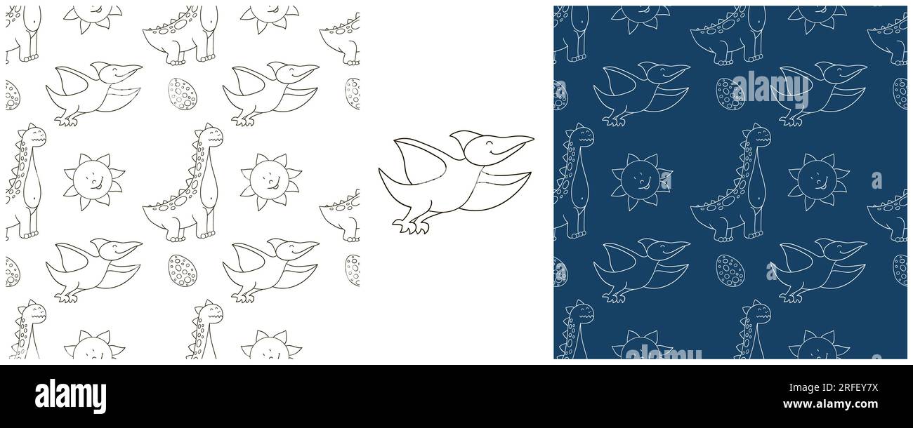Dinosaurs of the Jurassic period. Coloring Set dinosaurs seamless ...