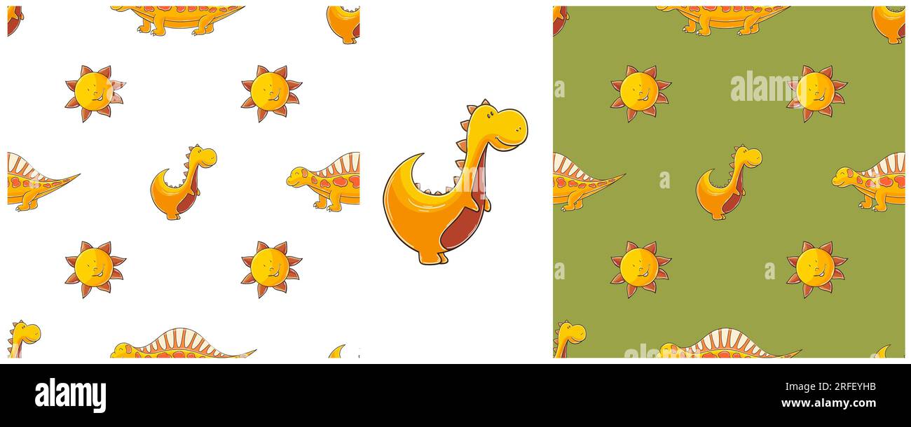 Dinosaurs of the Jurassic period. Set funny kids dinosaurs seamless ...