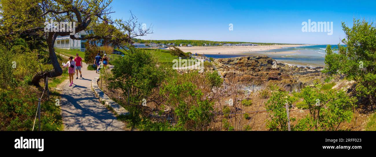 United States, Maine, Ogunquit, the Marginal Way, coastal path between ...