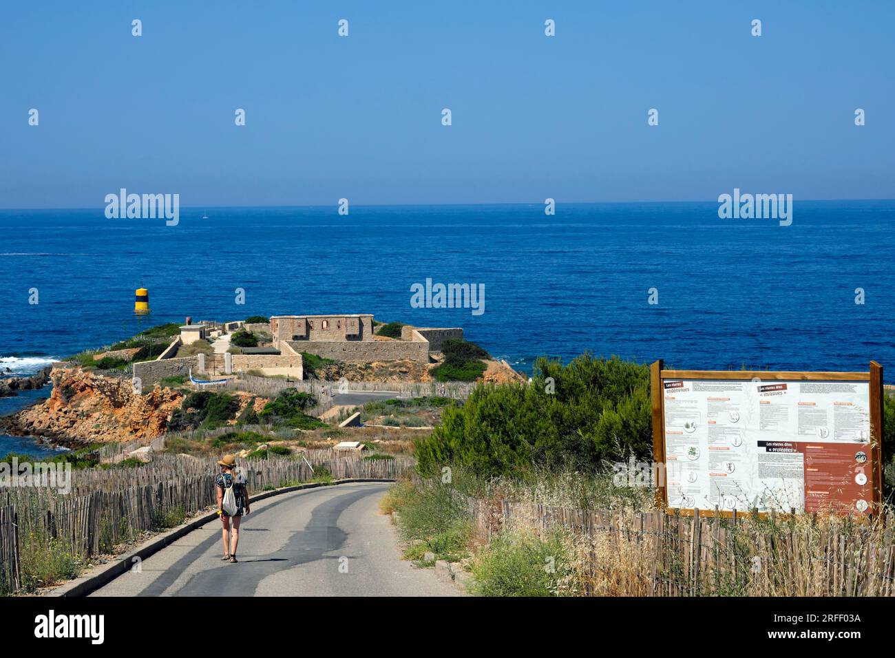France, Var, Sanary sur Mer, Pointe de la Cride, battery dated 19th ...