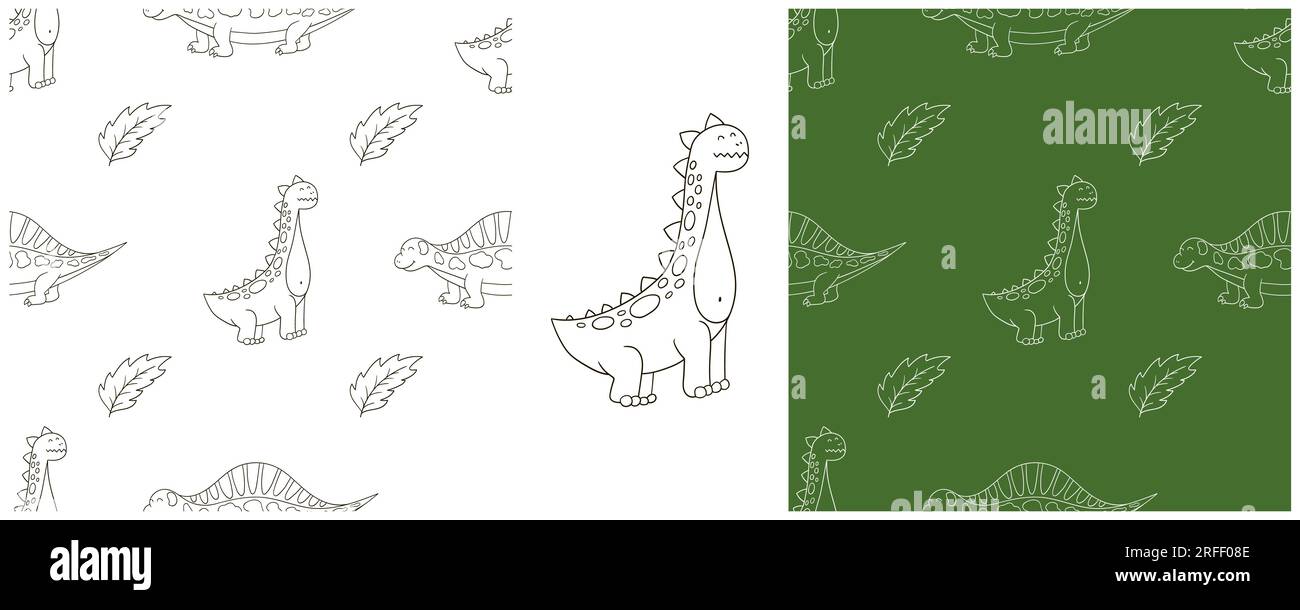 Dinosaurs of the Jurassic period. Set Coloring dinosaurs seamless ...