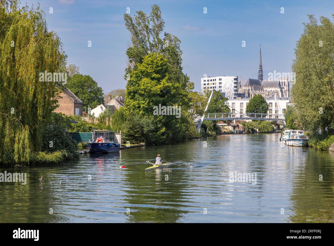 France, Somme, Vallée de la Somme, Amiens, rowing and boating on the ...