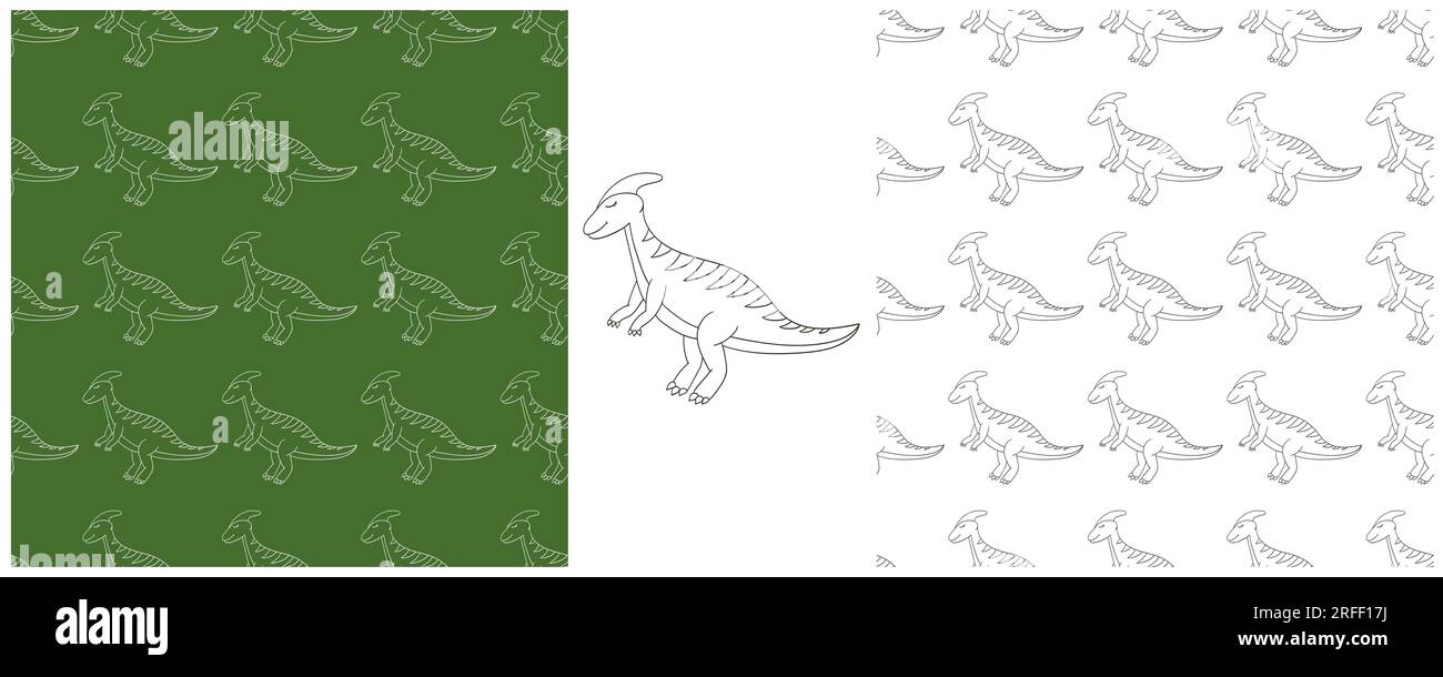 Coloring Set dinosaurs seamless pattern. Dinosaurs background. Print ...