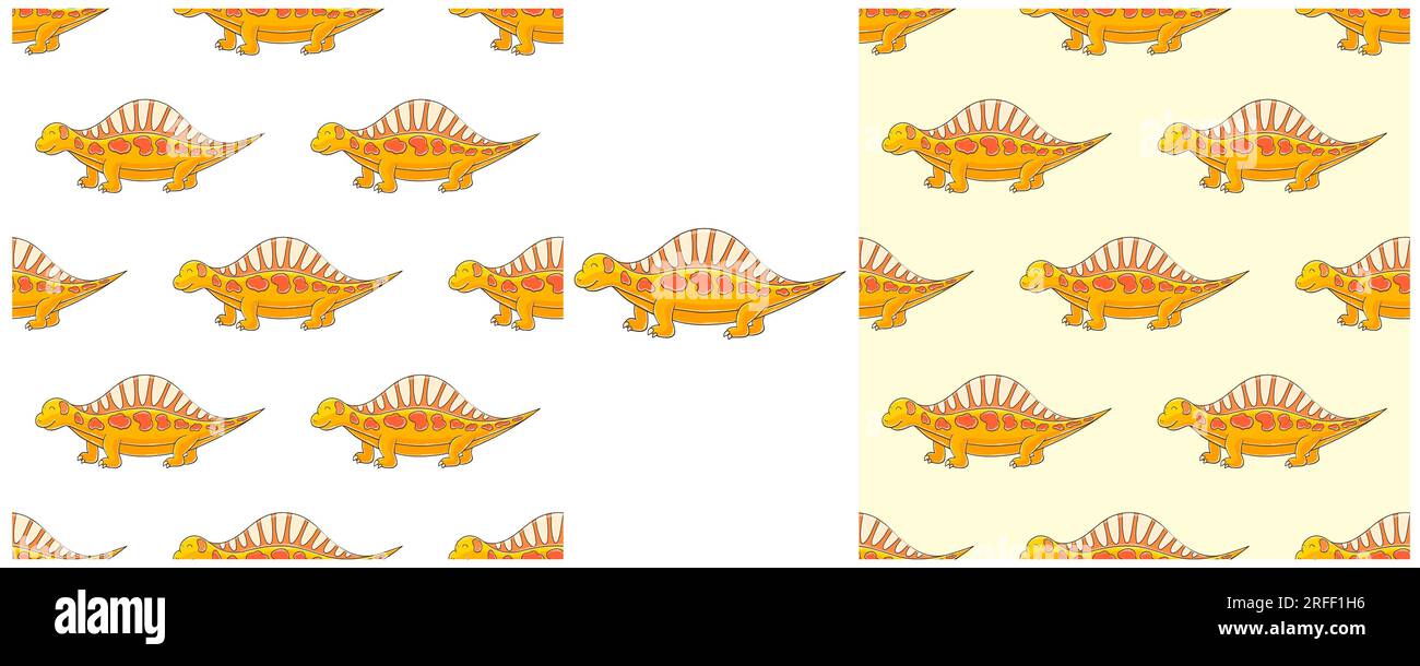 Set funny kids dinosaurs seamless pattern. Dinosaurs of the Jurassic ...