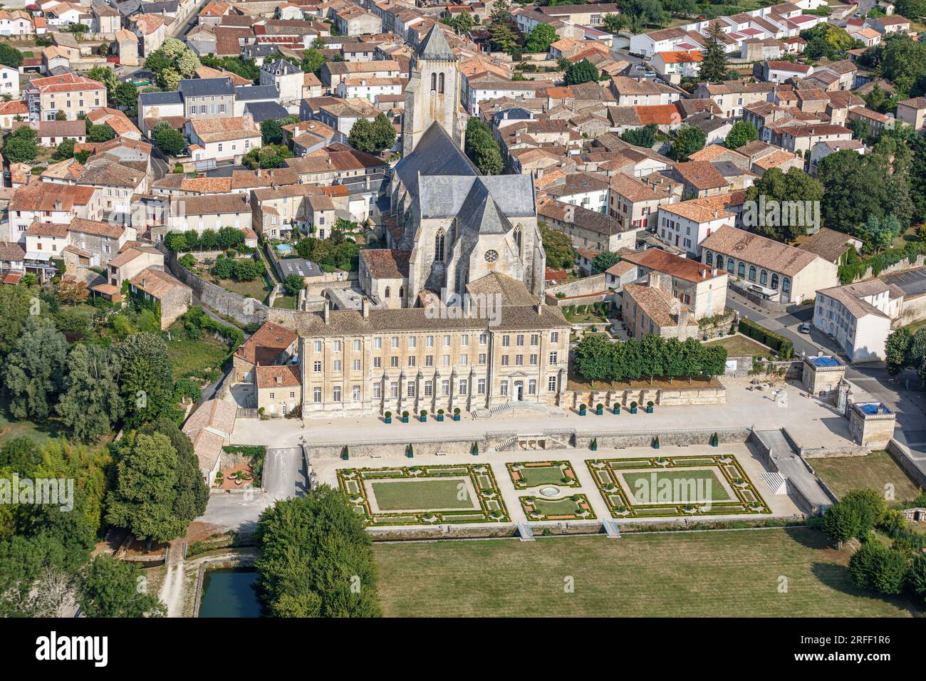 France, Deux Sevres, Celles sur Belle, the Royal abbey and Notre Dame ...