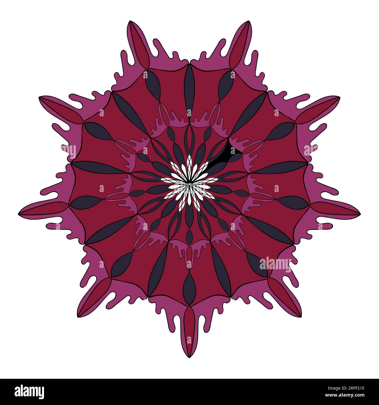 Abstract round pattern. Coloring book page, wall art, tattoo element ...