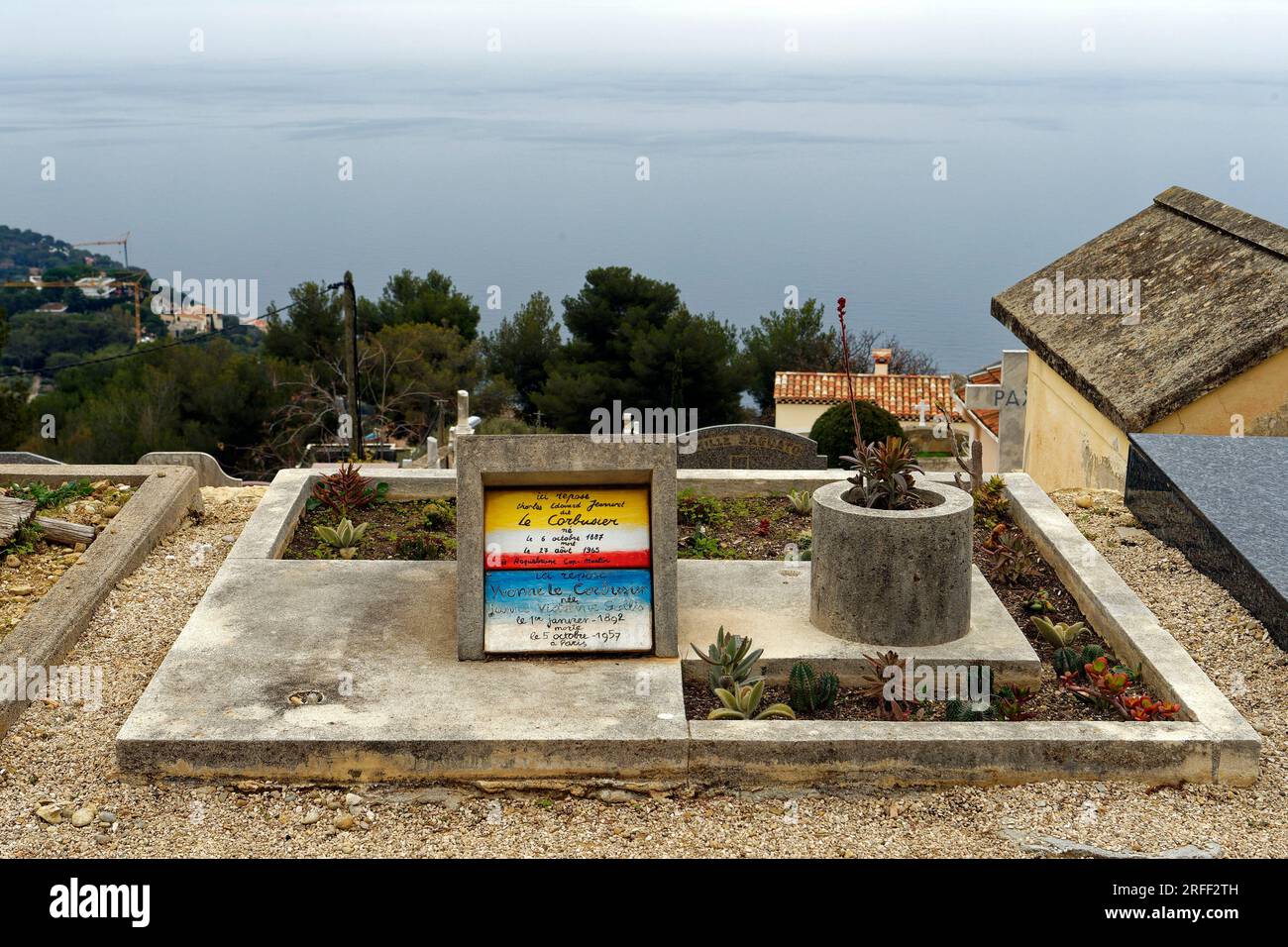 France, Alpes Maritimes, Nice, the hilltop village of Roquebrune Cap ...