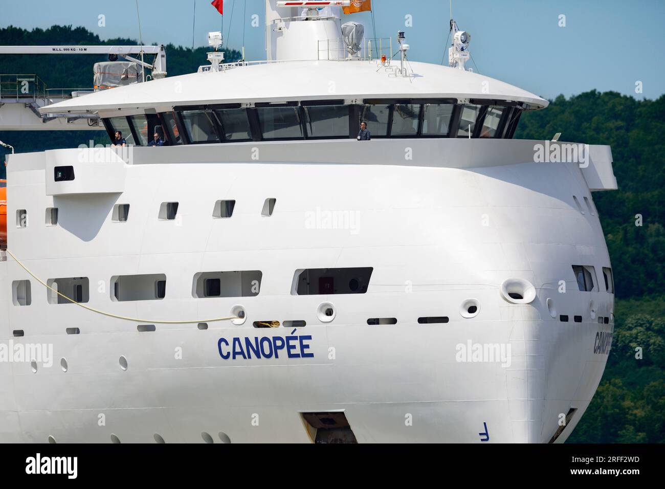 France, Eure, Vieux-Port, Armada 2023, Canopee, cargo ship, with mechanical sails, specialized ...