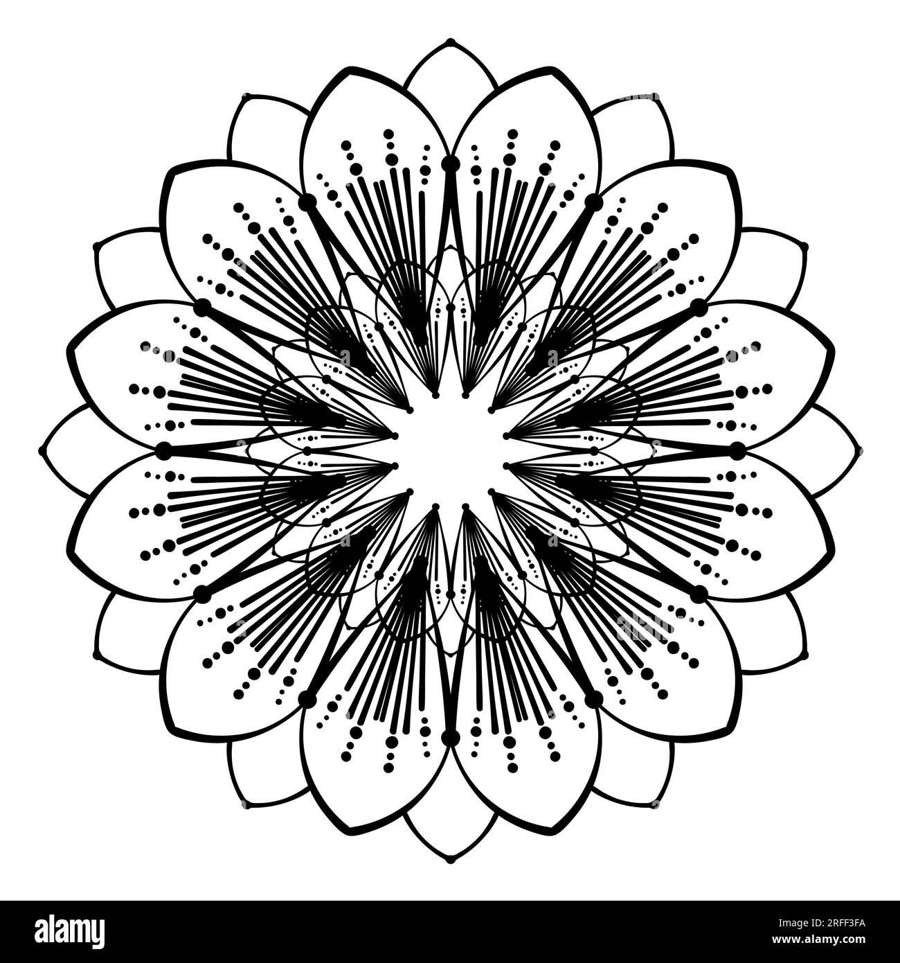 Abstract round pattern. Coloring book page, wall art, tattoo element ...