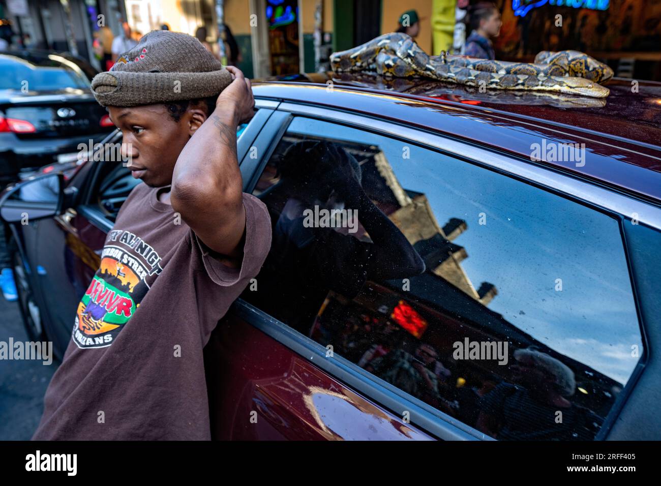 United States, Louisiana, New Orleans, the French Quarter, kid with a ...