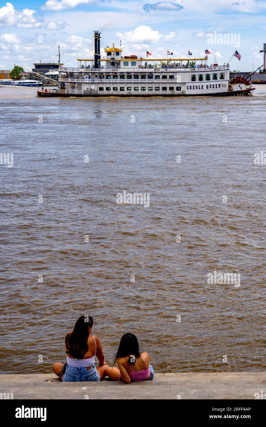 United States, Louisiana, New Orleans, steamboat on the Mississippi ...