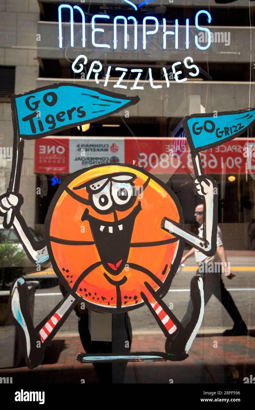 United States, Tennessee, Memphis, decorated windows of the Hueys ...