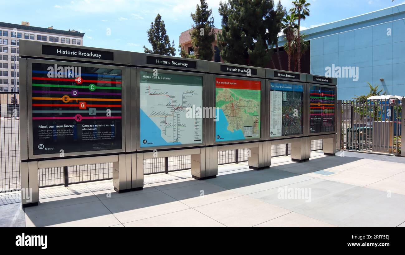 Los Angeles, California: Historic Broadway Metro Rail A and E Line Station opened on June 16 ...