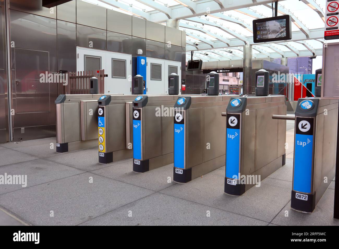 Los Angeles, California: view of Los Angeles Metro Rail Station with ...