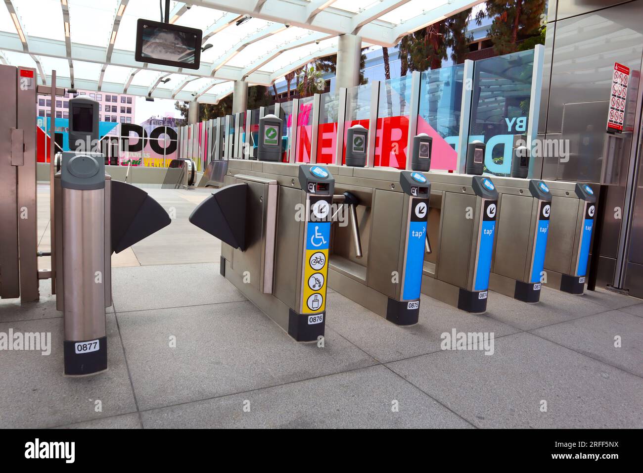 Los Angeles, California: view of Los Angeles Metro Rail Station with ...