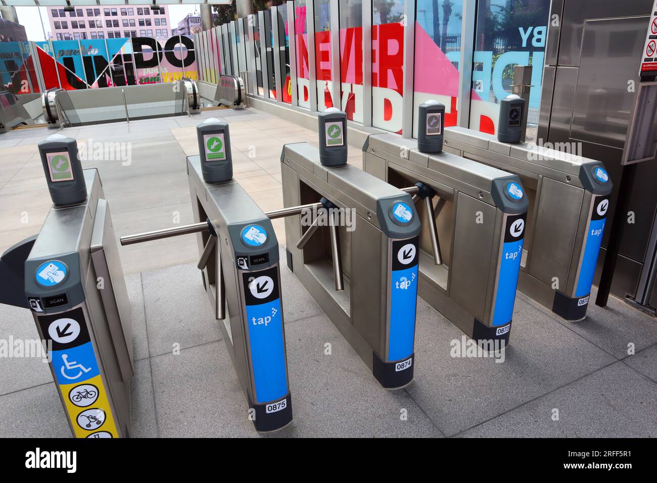 Los Angeles, California: view of Los Angeles Metro Rail Station with ...
