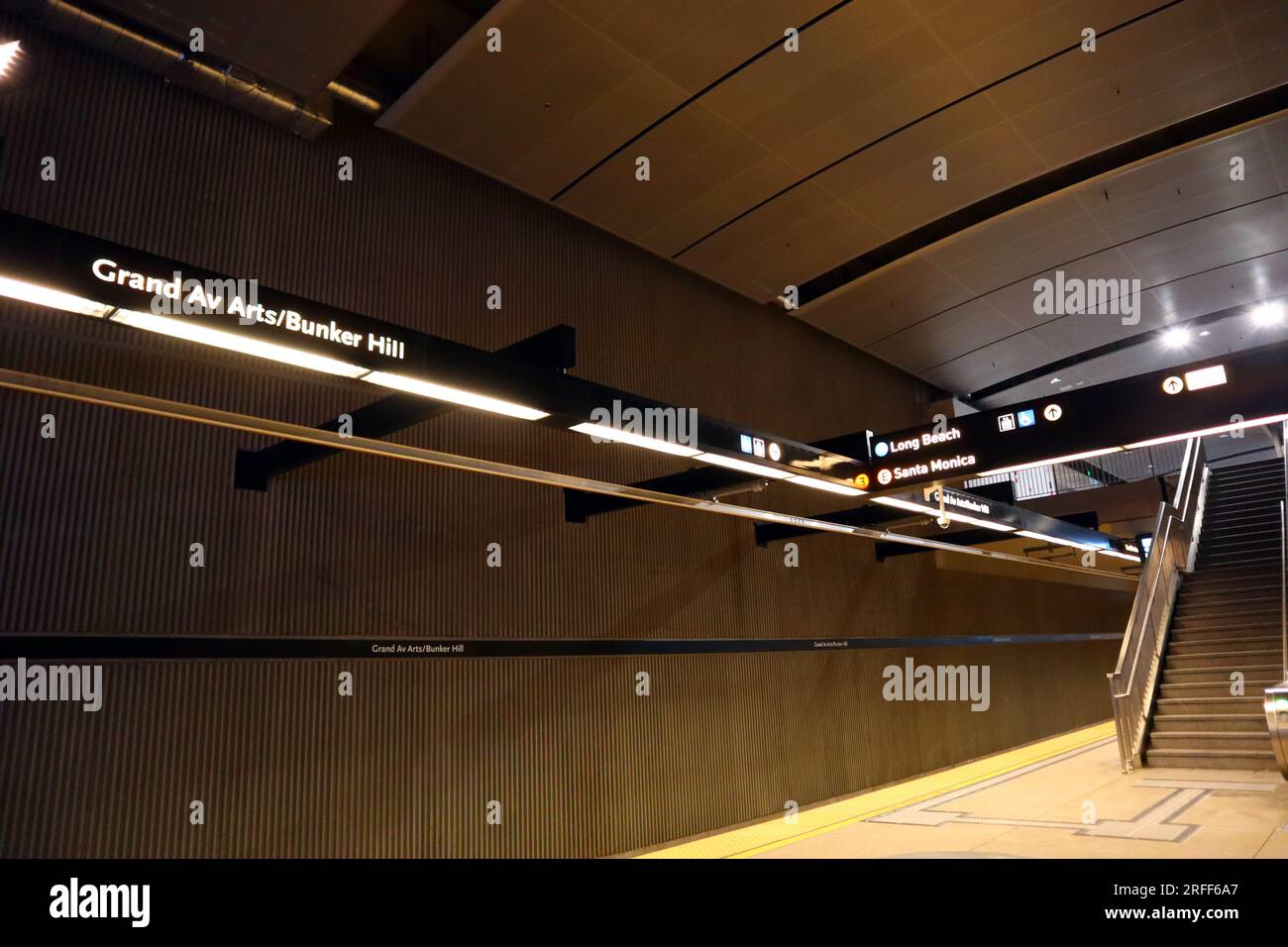 Los Angeles, California: Grand Av Arts/Bunker Hill Metro Rail A and E Line Station opened on ...