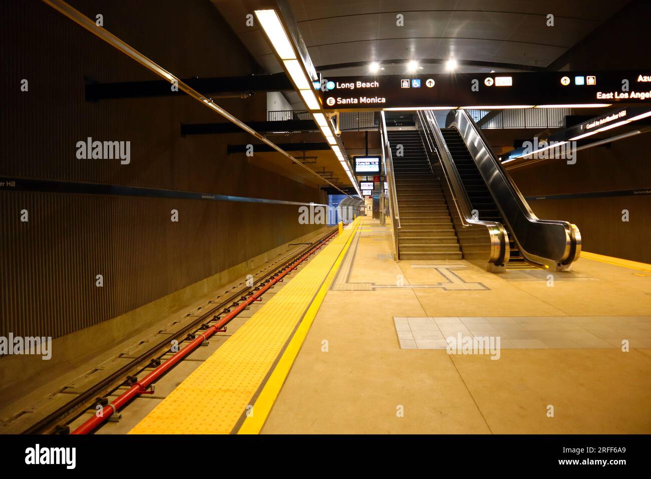 Los Angeles, California: Grand Av Arts/Bunker Hill Metro Rail A and E Line Station opened on ...