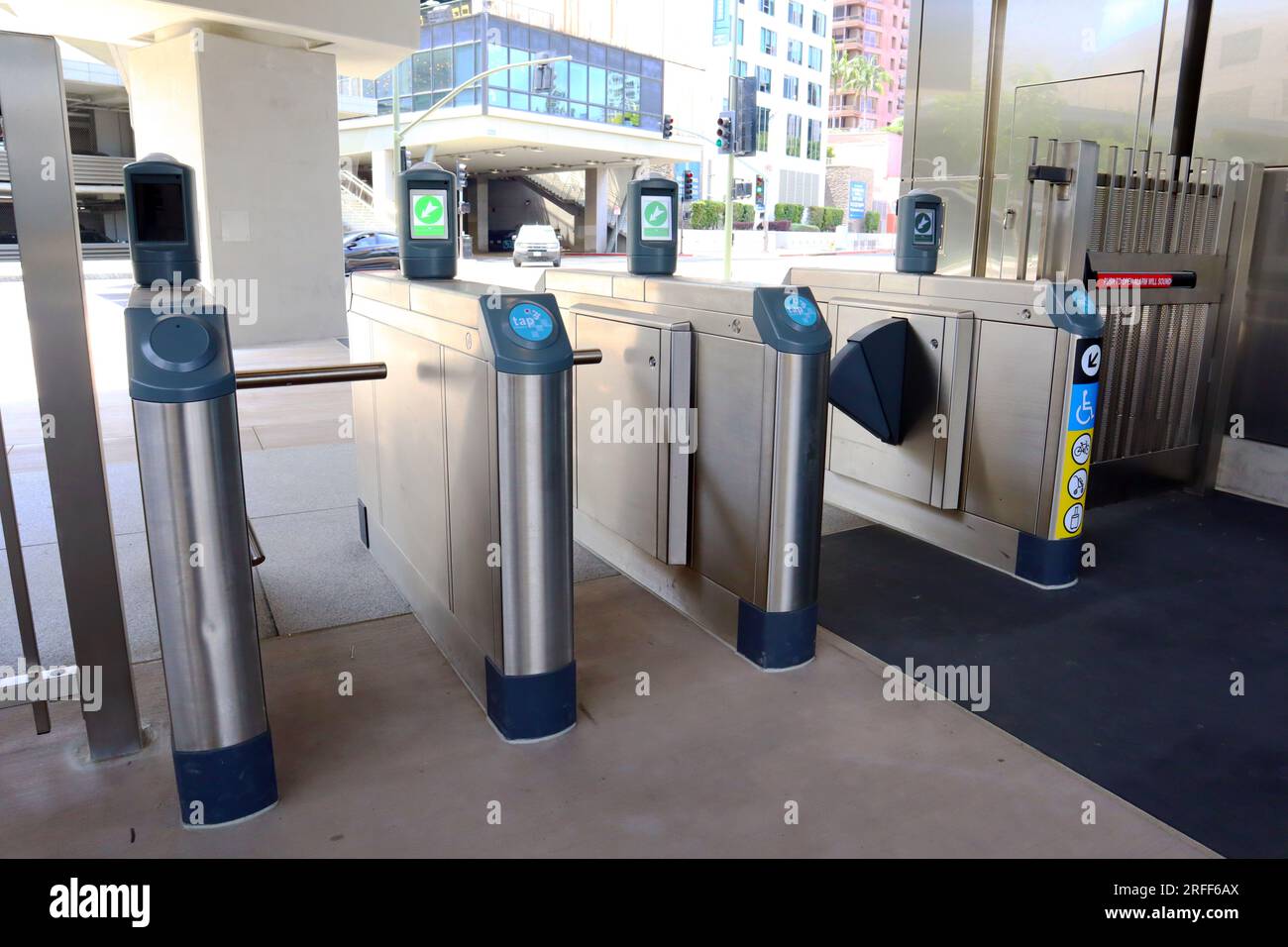 Los Angeles, California: view of Los Angeles Metro Rail Station with ...