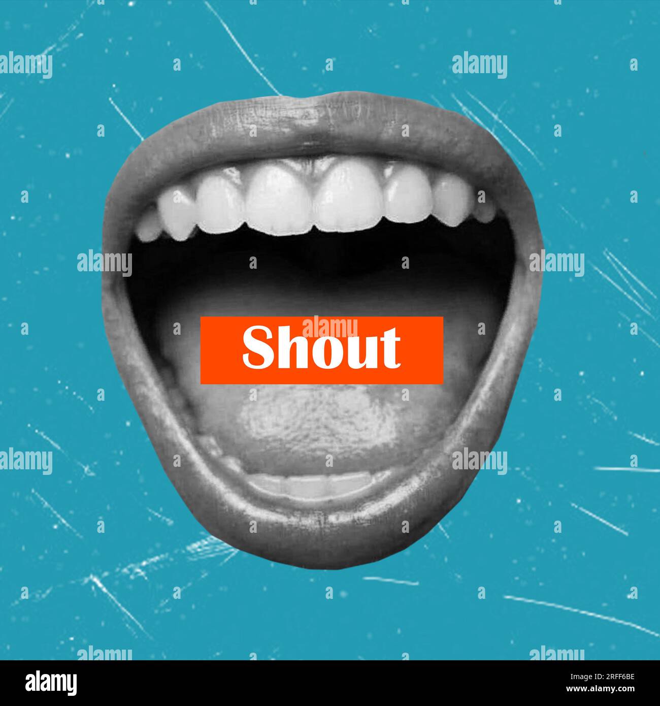 Modern art collage, contemporary design. Composition with woman with ...