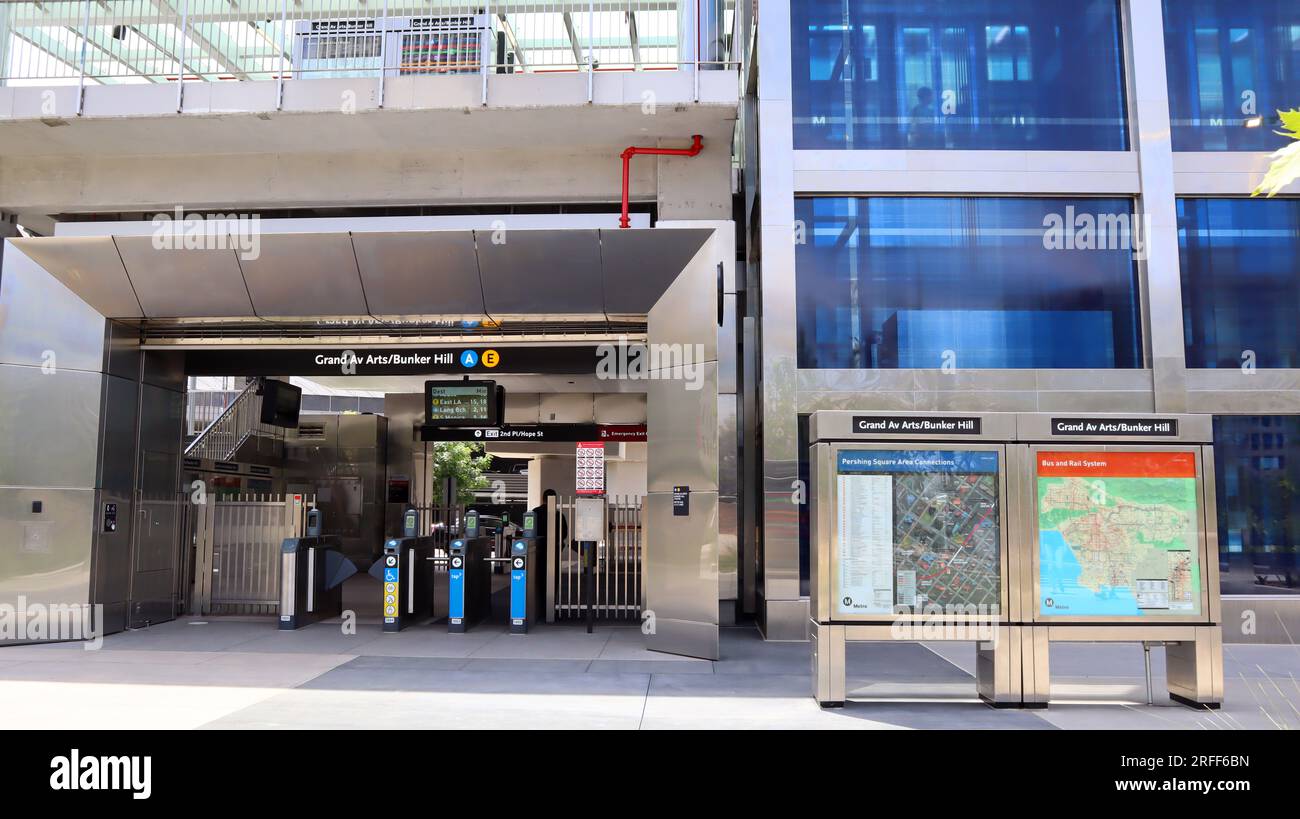 Los Angeles, California: Grand Av Arts/Bunker Hill Metro Rail A and E Line Station opened on ...