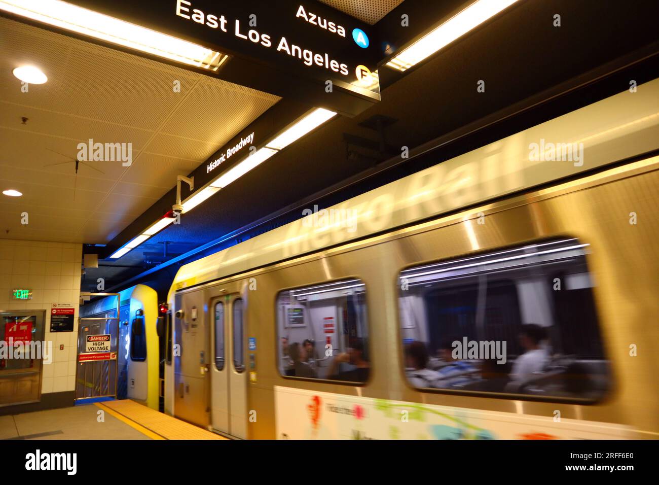 Los Angeles, California: Historic Broadway Metro Rail A Line and E Line Station opened on June ...