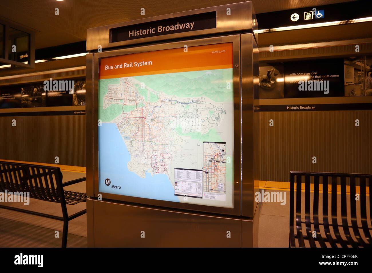 Los Angeles, California: Historic Broadway Metro Rail A and E Line Station opened on June 16 ...