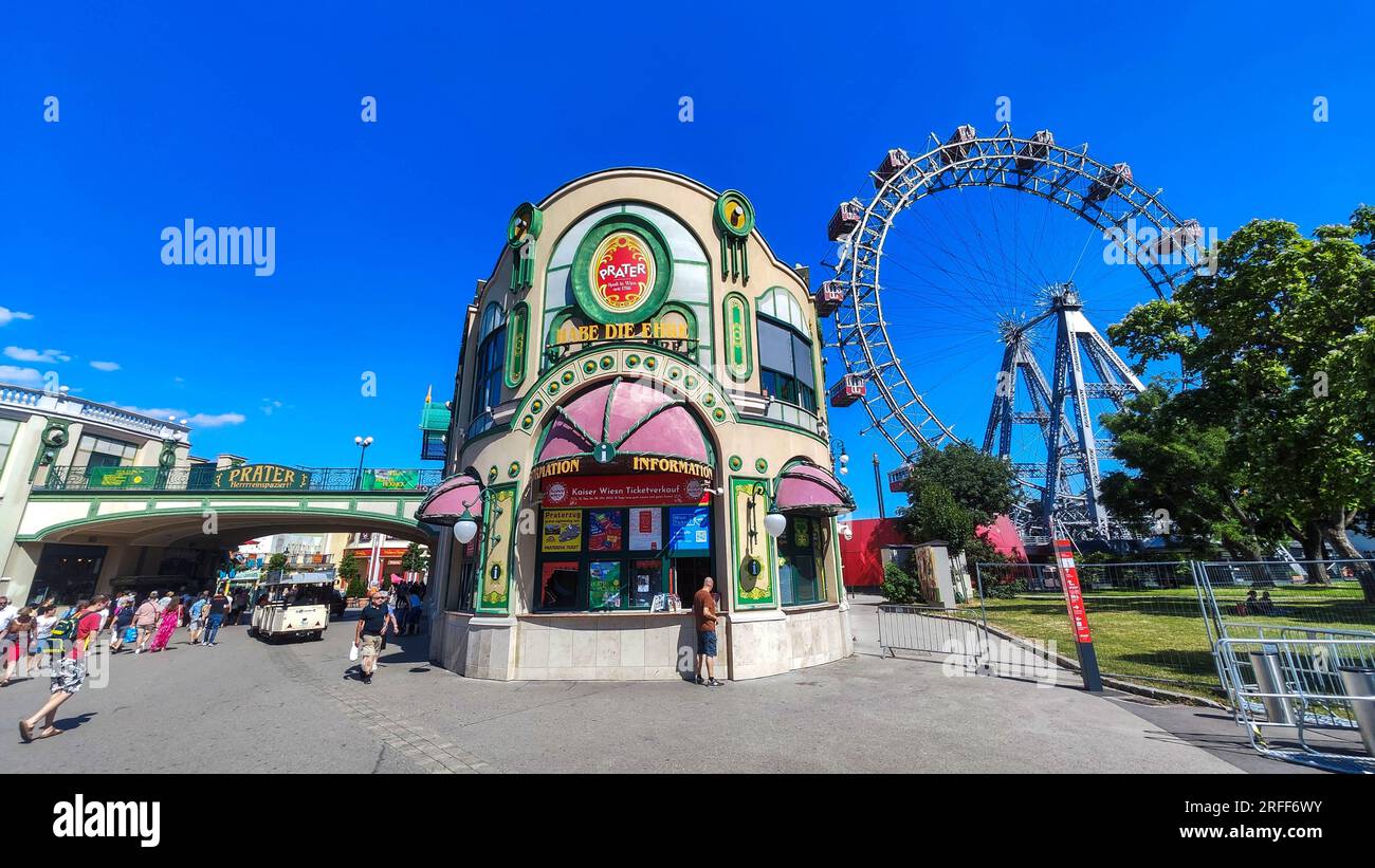 Vienna, Austria - 29 June 2023: view at the Prater amusement park at ...