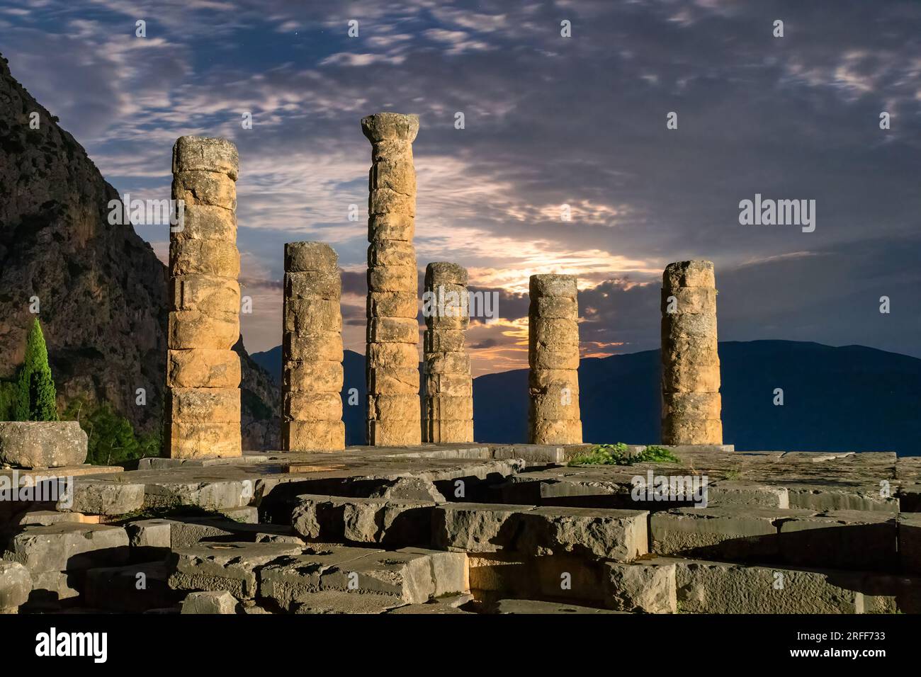 Temple of Apollo at Delphi oracle in Greece Stock Photo - Alamy